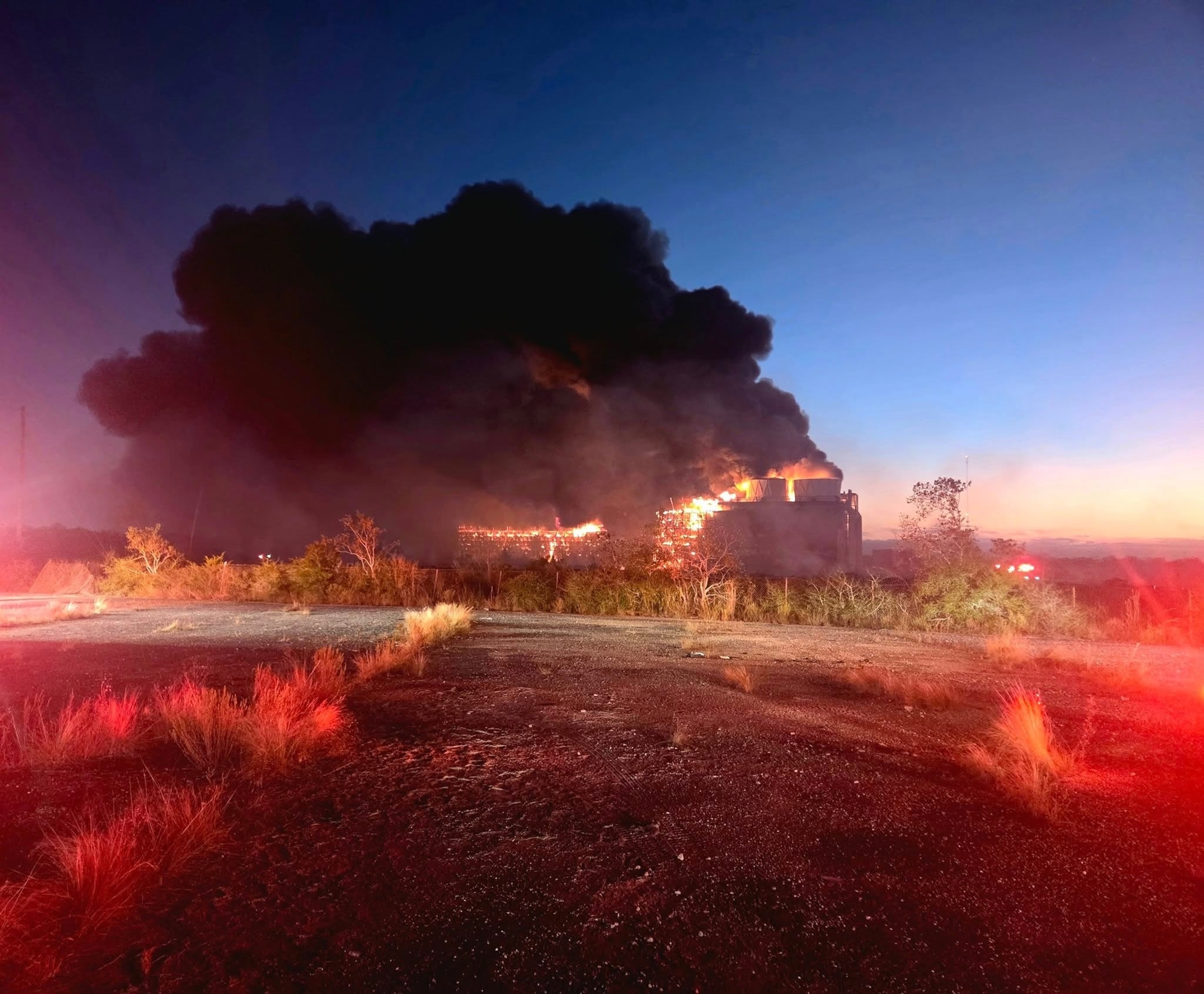 Firefighters work to extinguish massive Texas power plant blaze