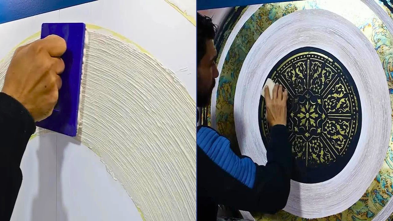 DIY modern textured wall art with gold leaf | Step-by-step circular art ...