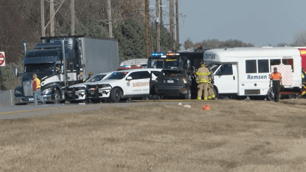 Multiple people injured after school bus and car crash near Hinton