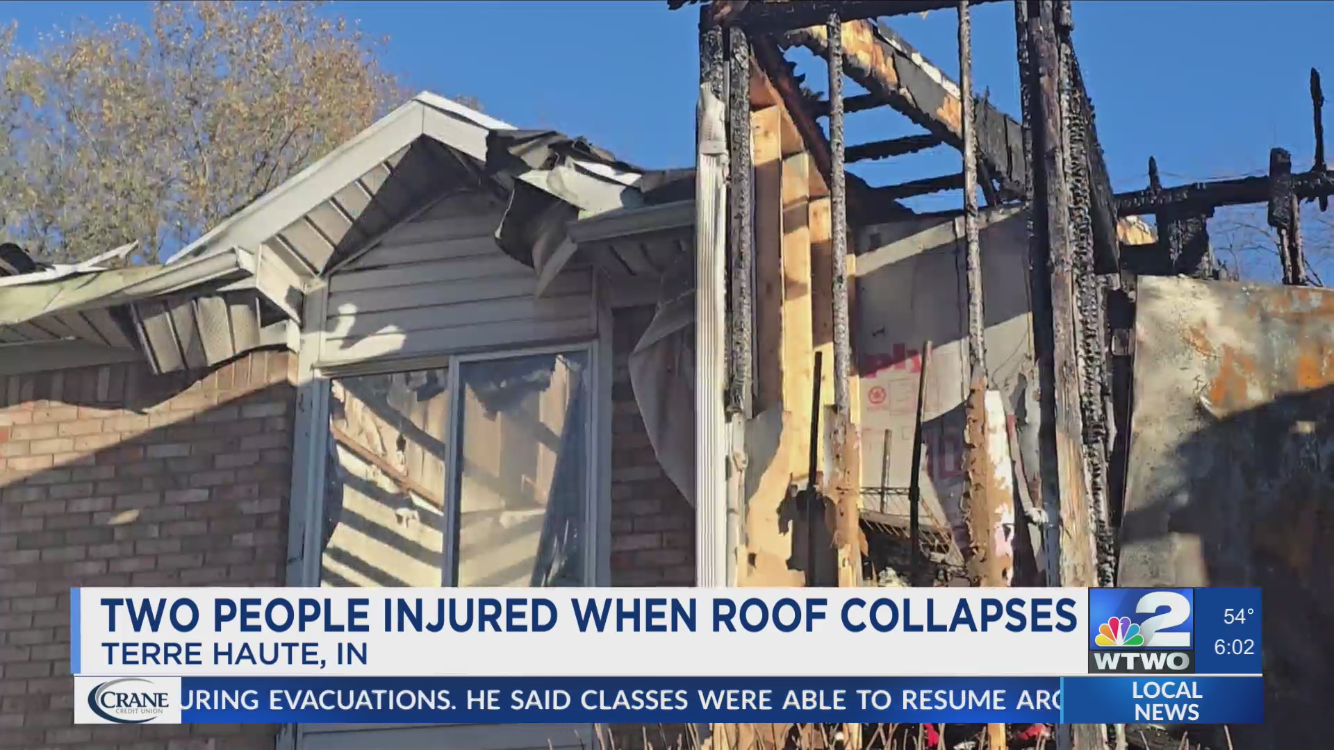 Two people injured as roof collapses in Terre Haute fire