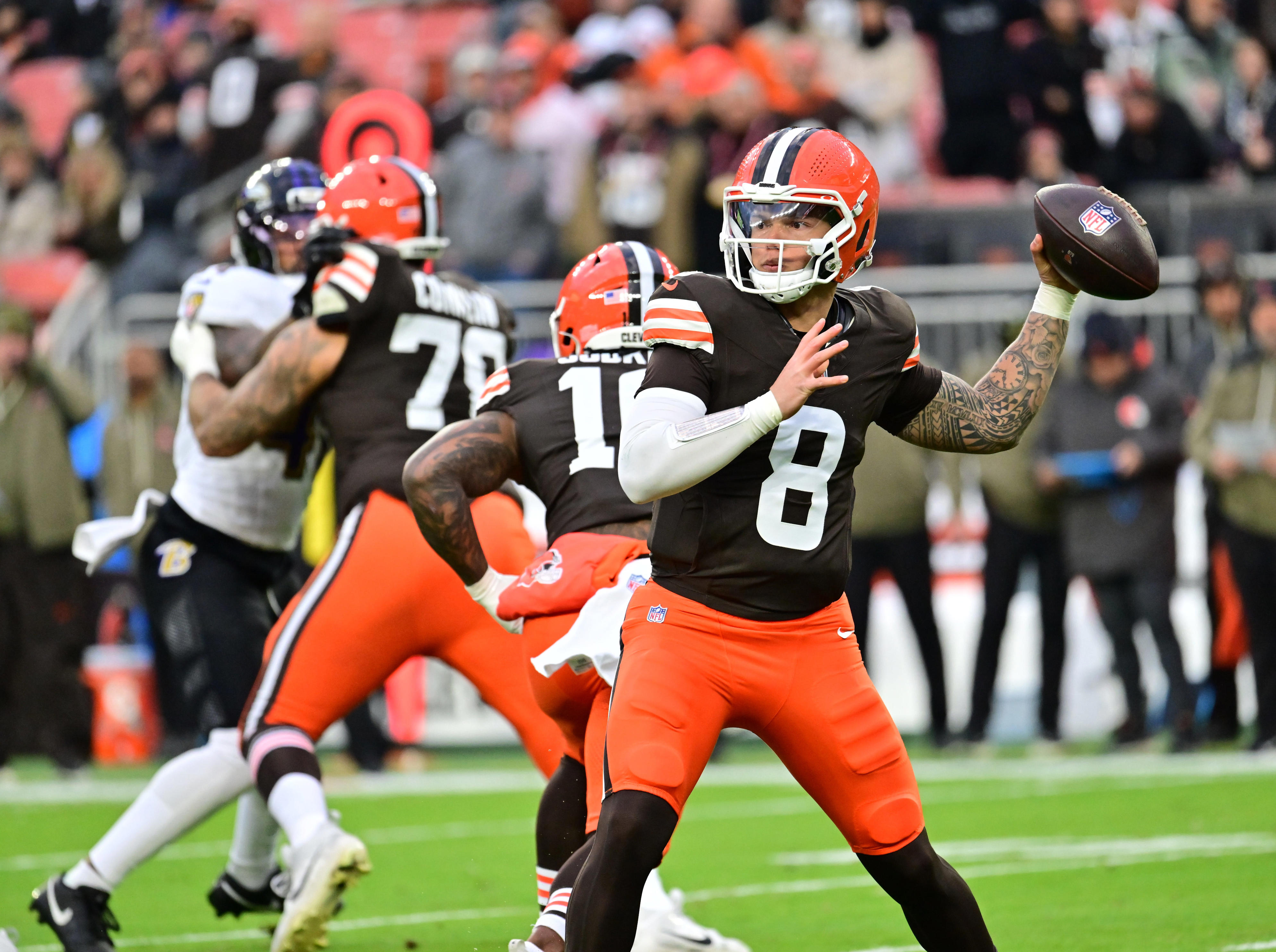 Browns QB Dillon Gabriel stats & numbers in Week 11 game vs. Baltimore ...