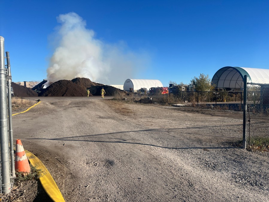 Moraine mulch fire on Dryden Road; Heavy smoke