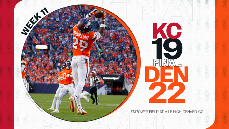 Final score: Broncos defeat Chiefs 22-19 in Week 11