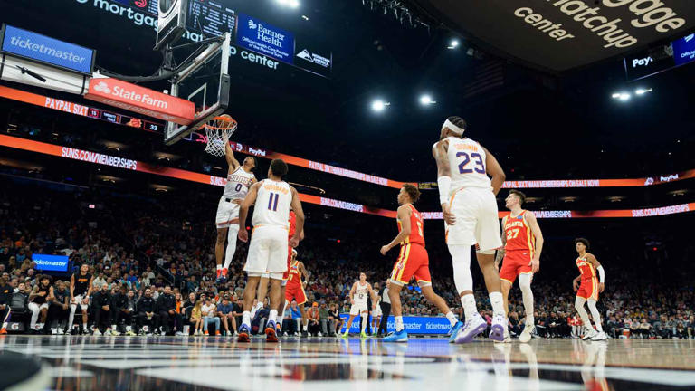 Hawks’ Zaccharie Risacher exits Suns clash after scary fall following dunk