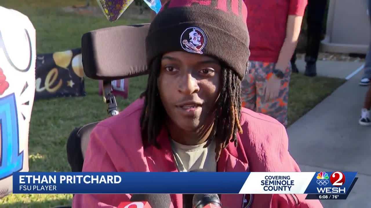 Sanford welcomes home FSU’s Ethan Pritchard after August shooting