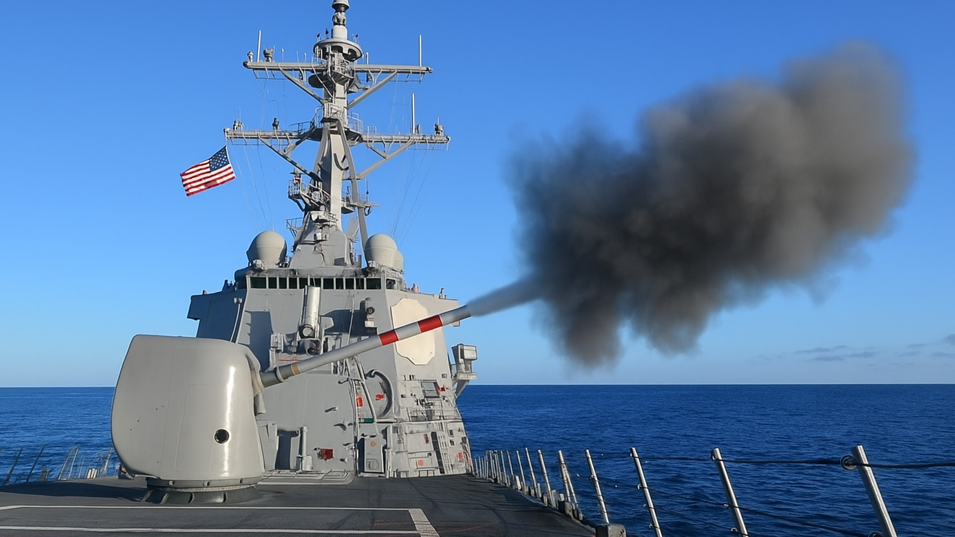 USS Gonzalez Fires Weapons During Naval Training