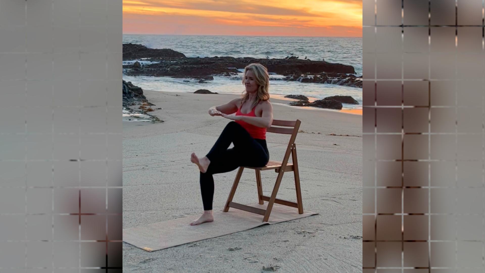 4 Simple Chair Yoga Moves to Strengthen & Tone Abs & Legs