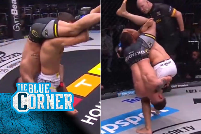 Video: Fighter pulls off insane inverted standing choke at OKTAGON 80