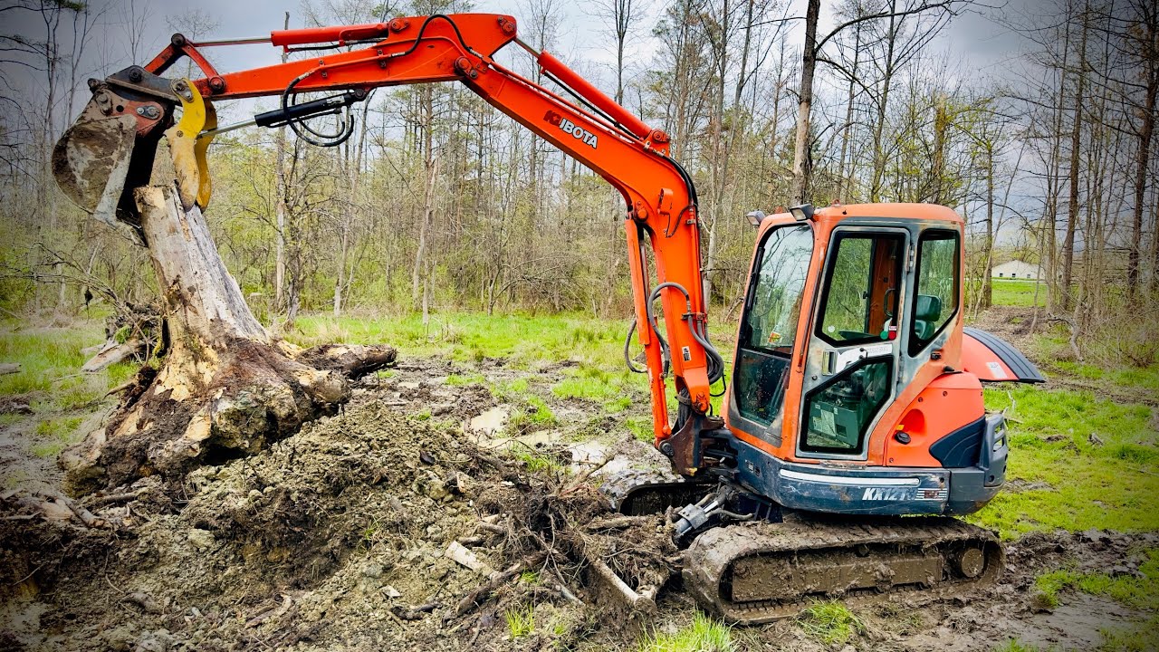 Kubota Mini Excavator Stump Removal – Real Time