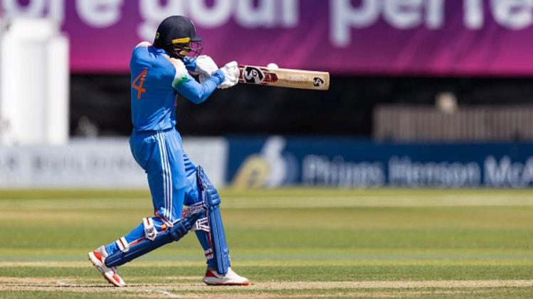 No.8 batter smashes 12 fours, 6 sixes in unbeaten 74-ball 105 as India ...