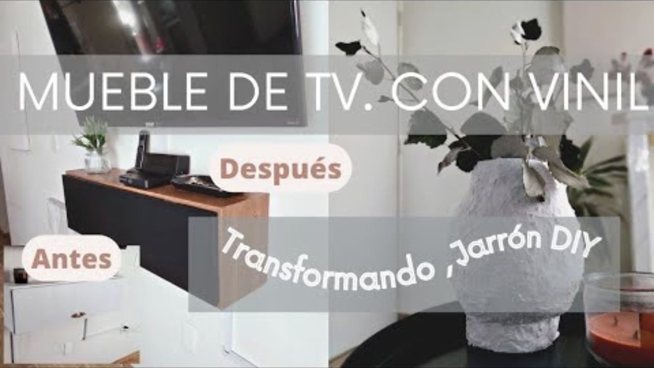 Jarrón De Cemento DIY Y Renovación De Mueble De TV Con Vinil En Casa
