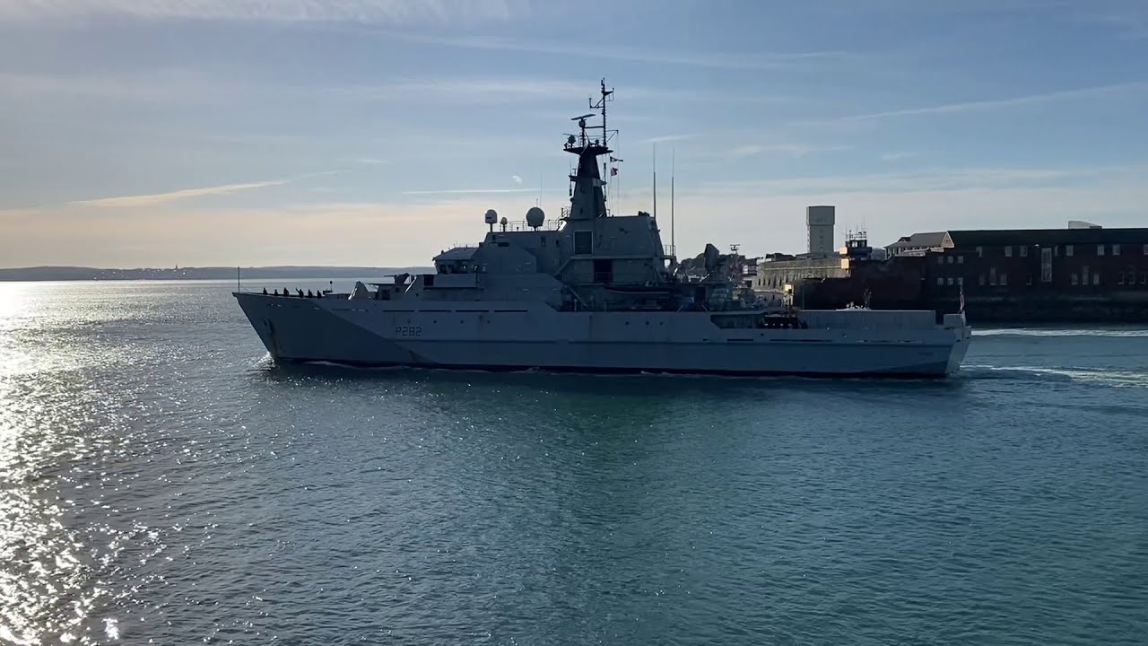Watch HMS Severn Sail from Portsmouth Naval Base