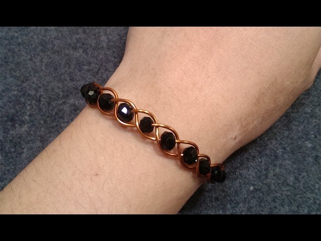 Simple knot bracelet with crystal - How to make wire jewelry 105