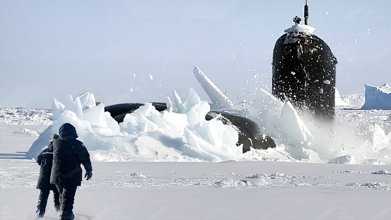 Gigantic US Navy Submarine Breaks Through Thick Ice After Underwater ...