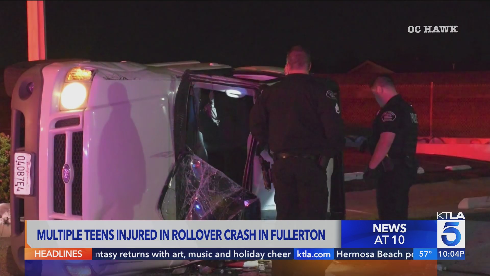 Multiple teens injured in Fullerton rollover crash