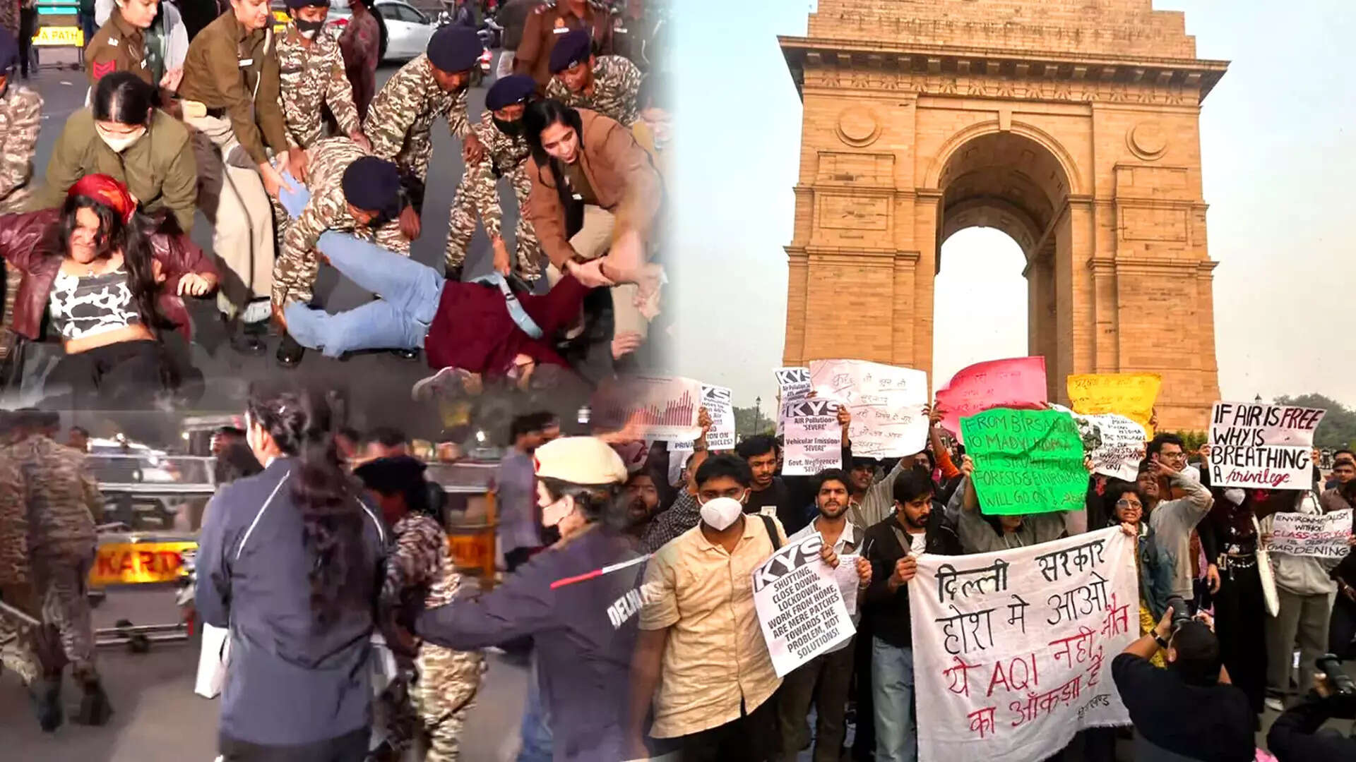 Delhi Air Pollution Protest At India Gate Turns Violent Amid ‘Madvi ...