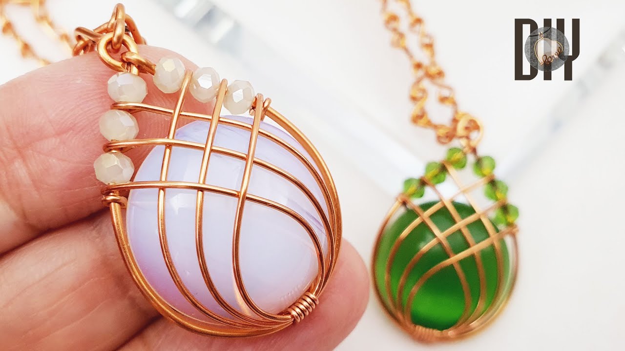 Lotus bud | pendant | flat round stone no holes | wire wrapped stones ...