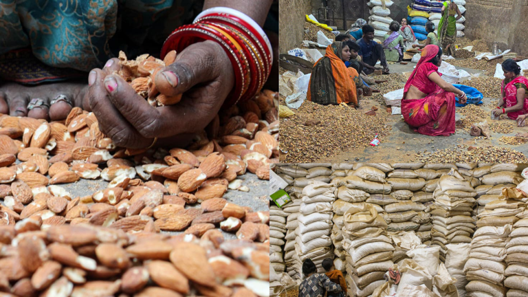 The grind behind your dry fruit: Women crack almonds in dusty workshops ...