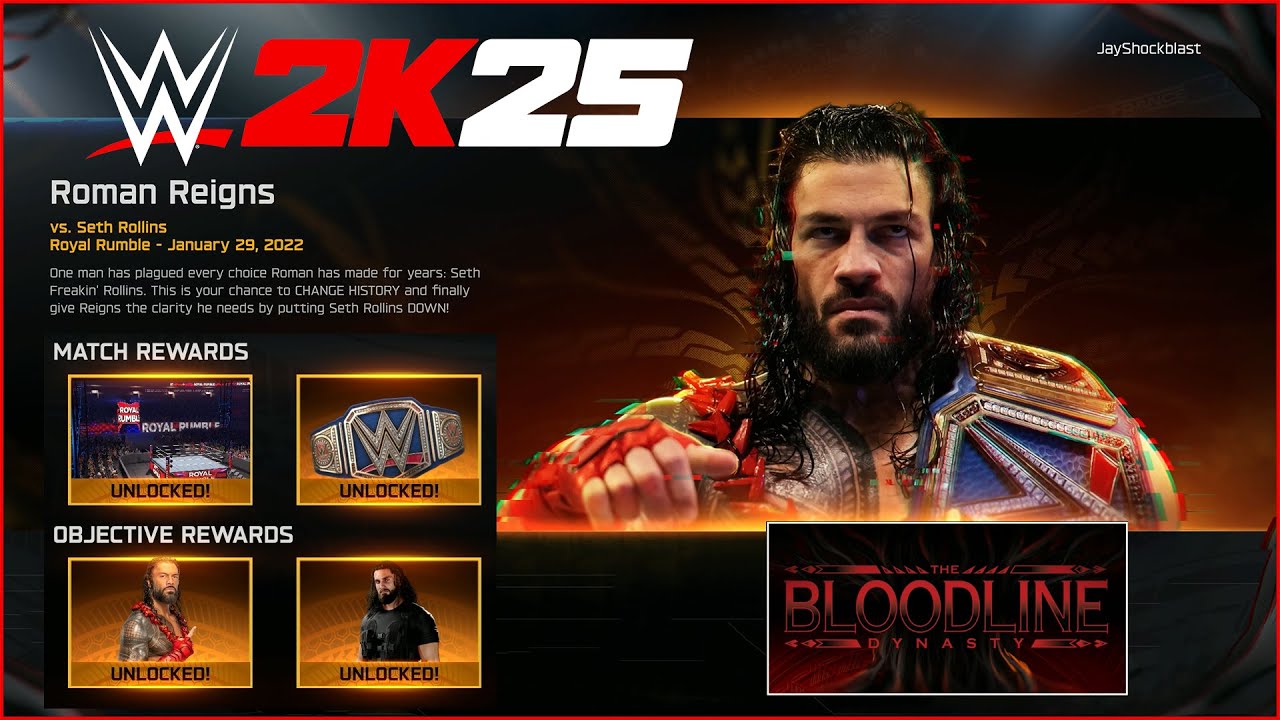 WWE 2K25 showcase Roman Reigns vs Seth Rollins (The Bloodline Dynasty)