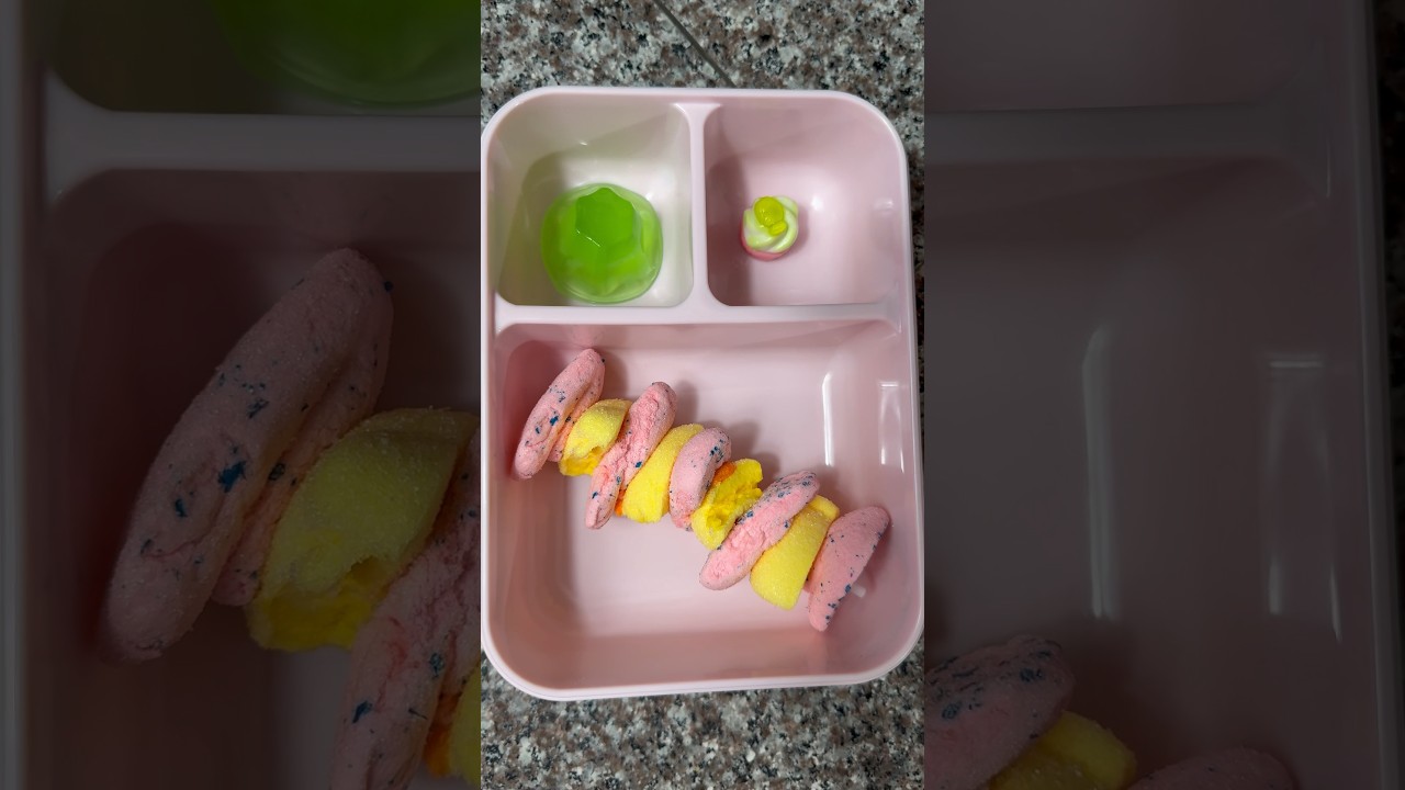 Packing school lunch featuring only marshmallows