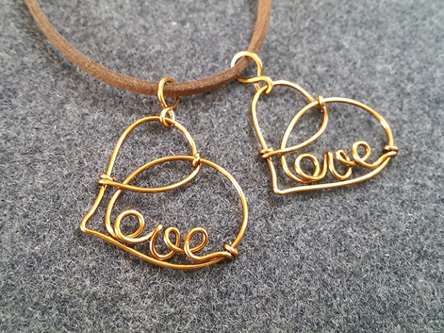 Simple love heart pendant - DIY wire jewelry 211