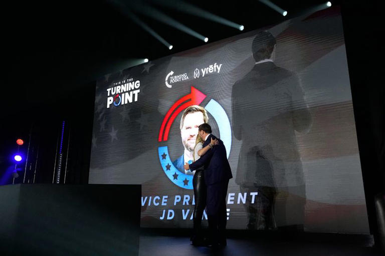 Erika Kirk defends infamous JD Vance hug moment as she opens up on her ...