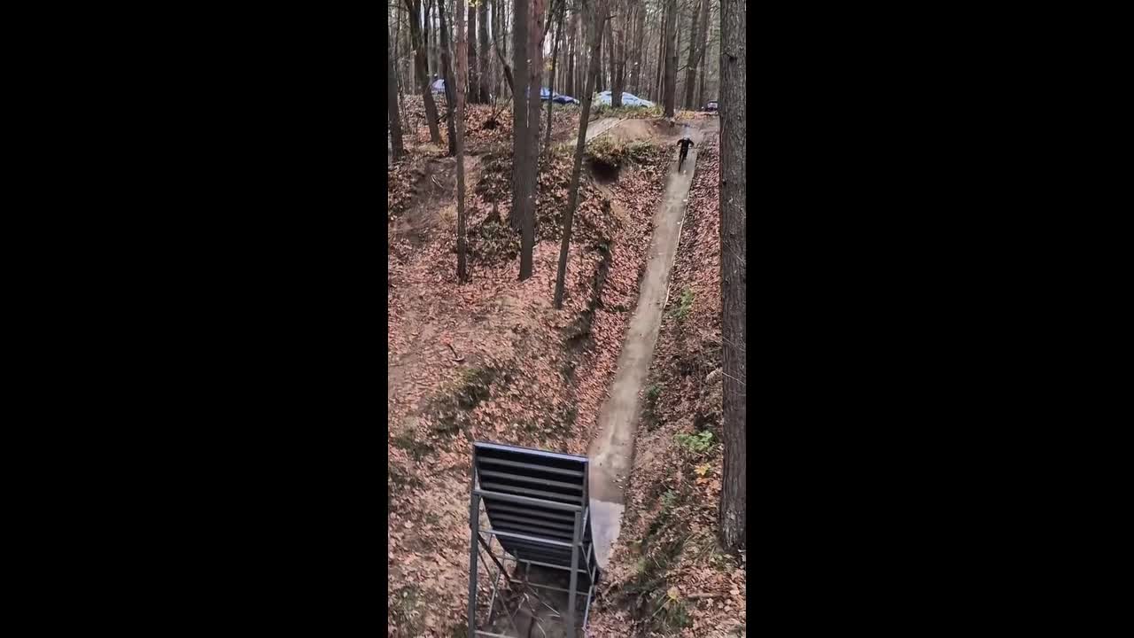 Determined teen successfully lands bike ramp jump in Suszec, Poland