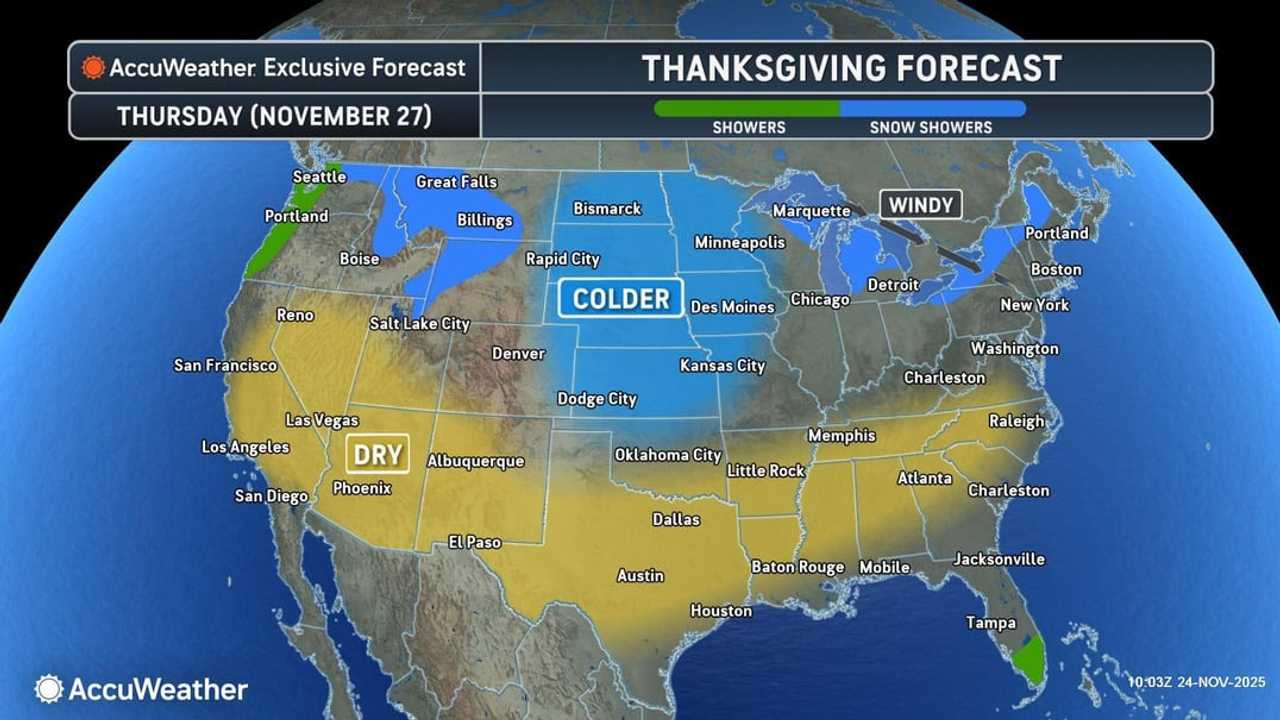 Thanksgiving Day Forecast Updated As Cross-Country Storm Nears