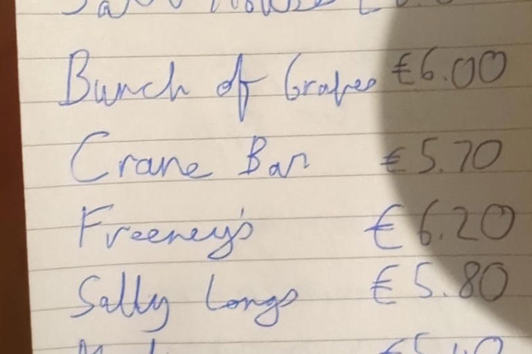 Pub goer's Galway pint price list shows over €1 difference between top ...