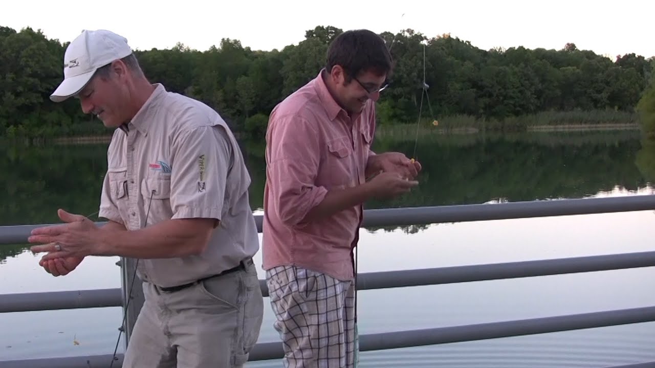 Boatless angler - shore fishing in a quarry for tiny rock bass and tiny ...