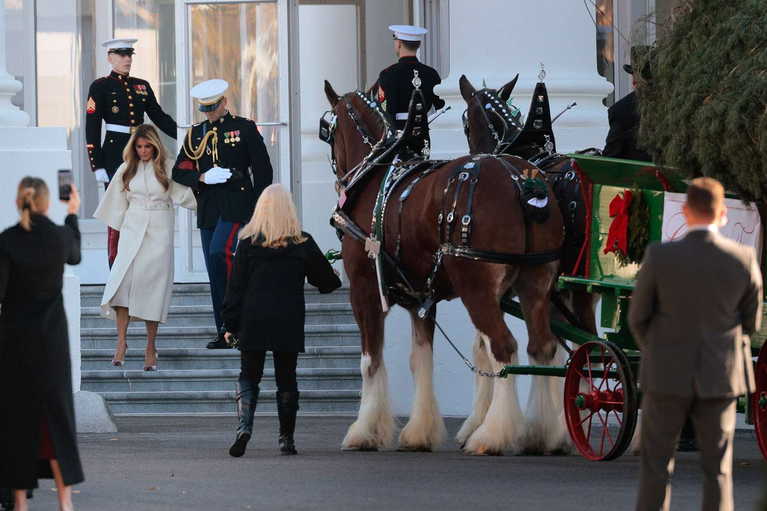 Melania Trump Steps Out to Receive White House Christmas Tree After ...
