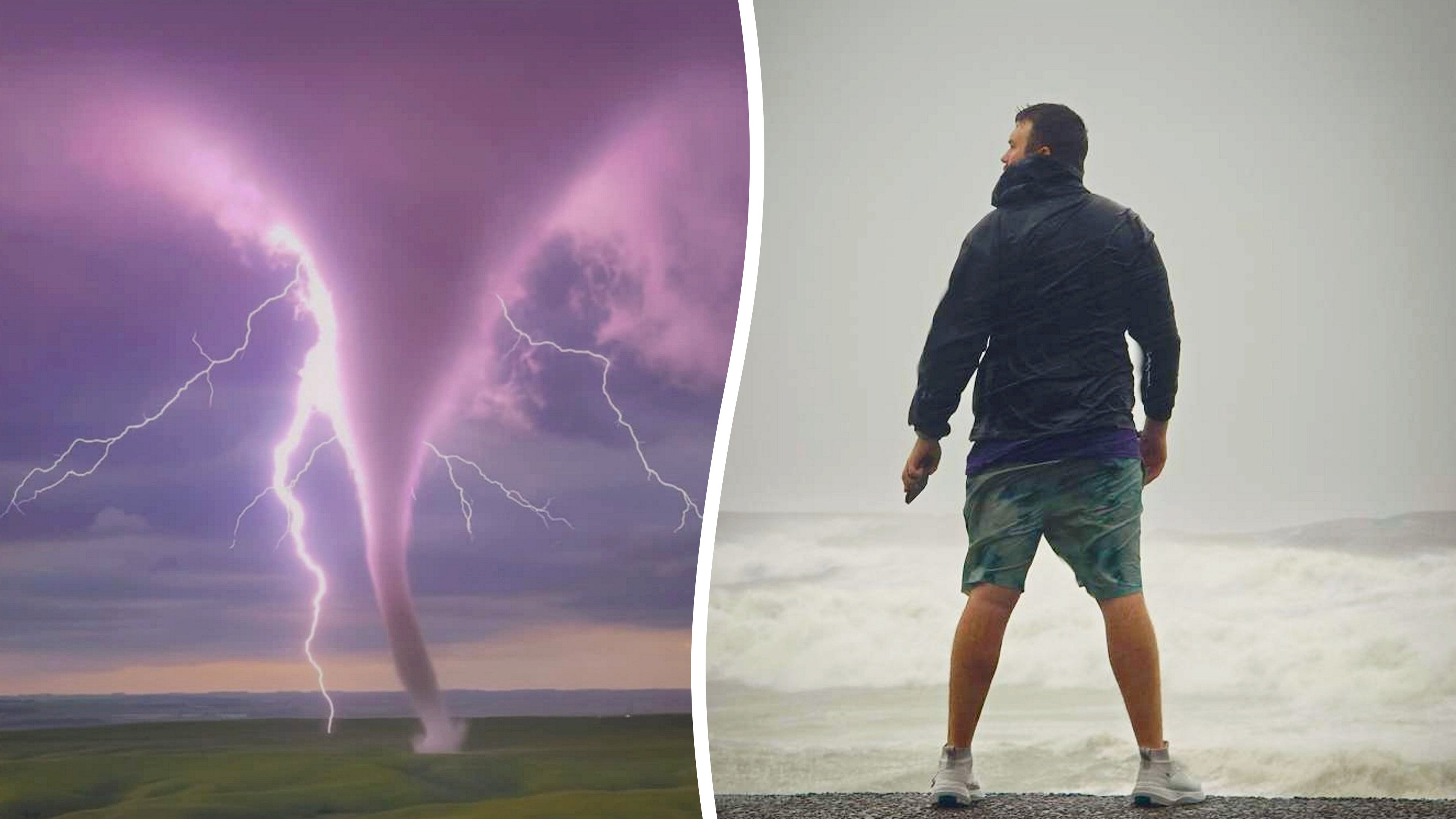 Professional storm chaser risks life to stand just metres from eye of ...