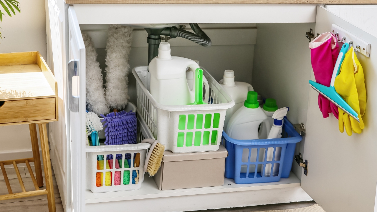 How to pick under sink bins that actually fit cleaning bottles