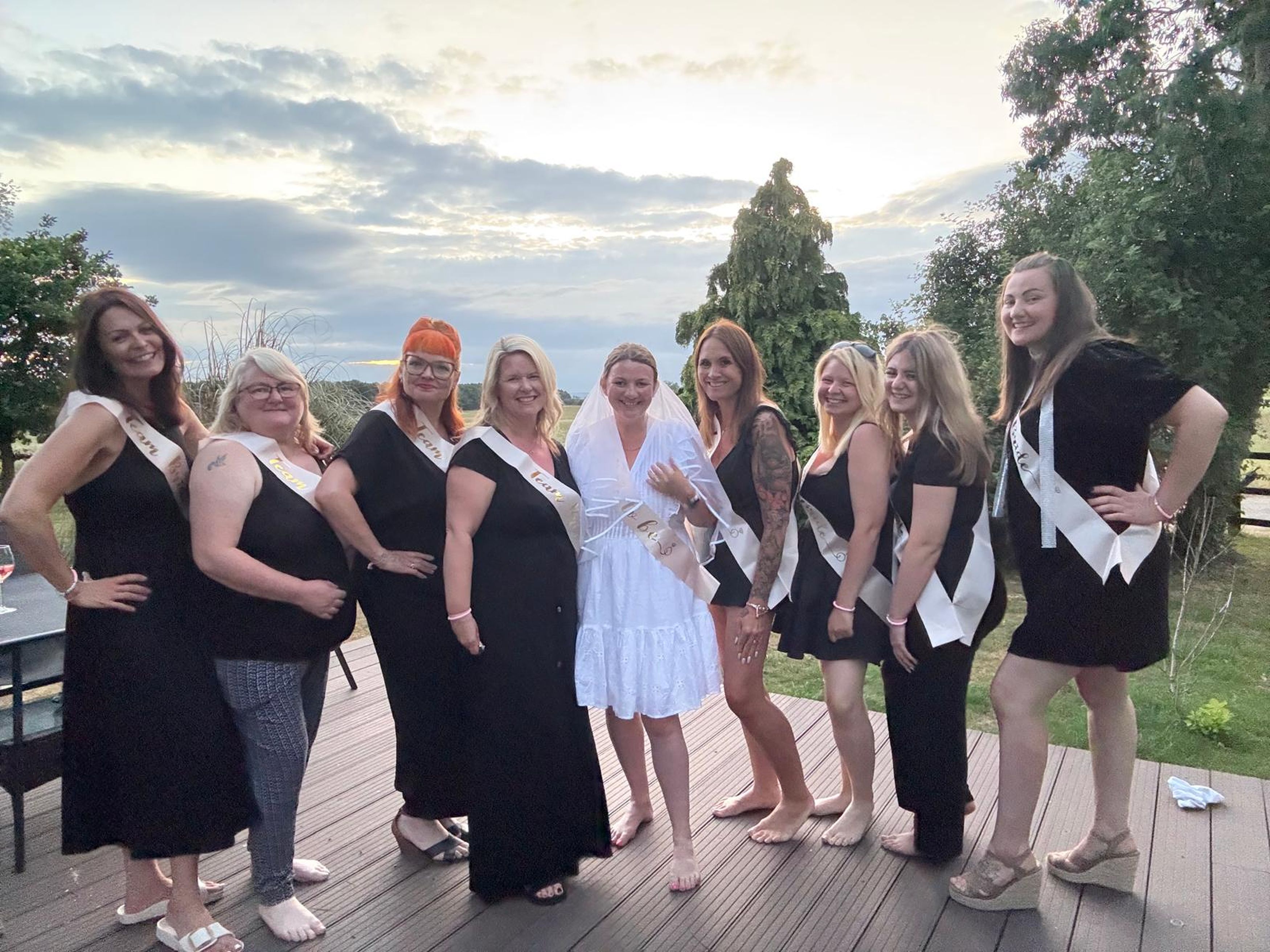 Bride wears 'big robot foot' down the aisle after hen do accident