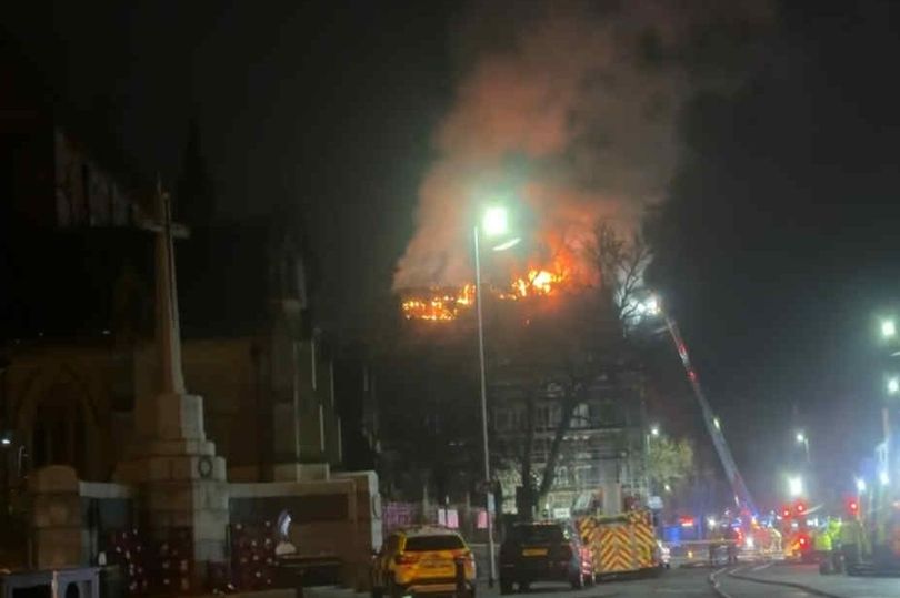 Fire erupts at landmark building in Greater Manchester town centre