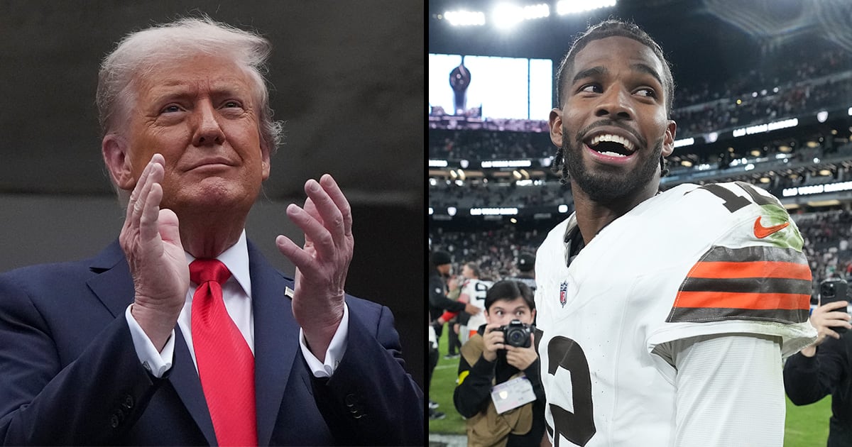 President Donald Trump reacts to Shedeur Sanders’ first NFL start ...