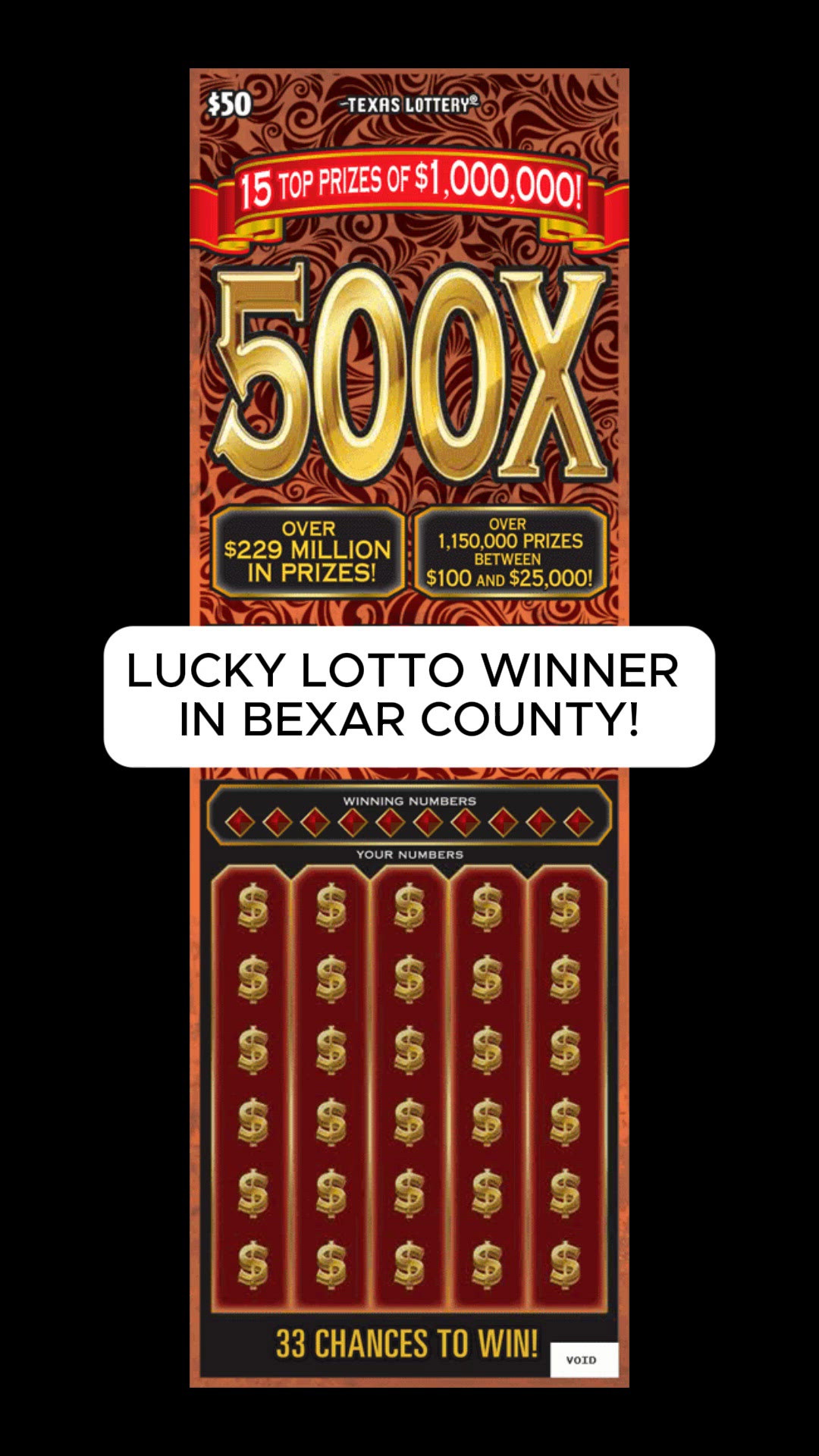 Winning scratch off ticket sold in Bexar County