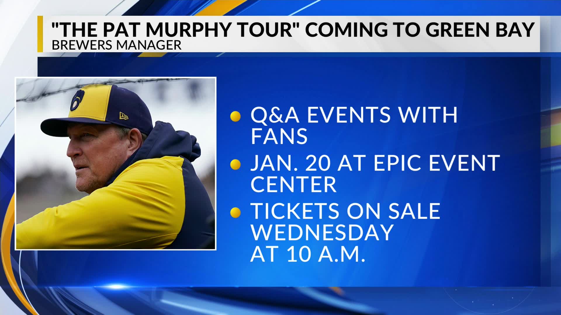 Live Q&A event with Brewers manager Pat Murphy coming to Green Bay