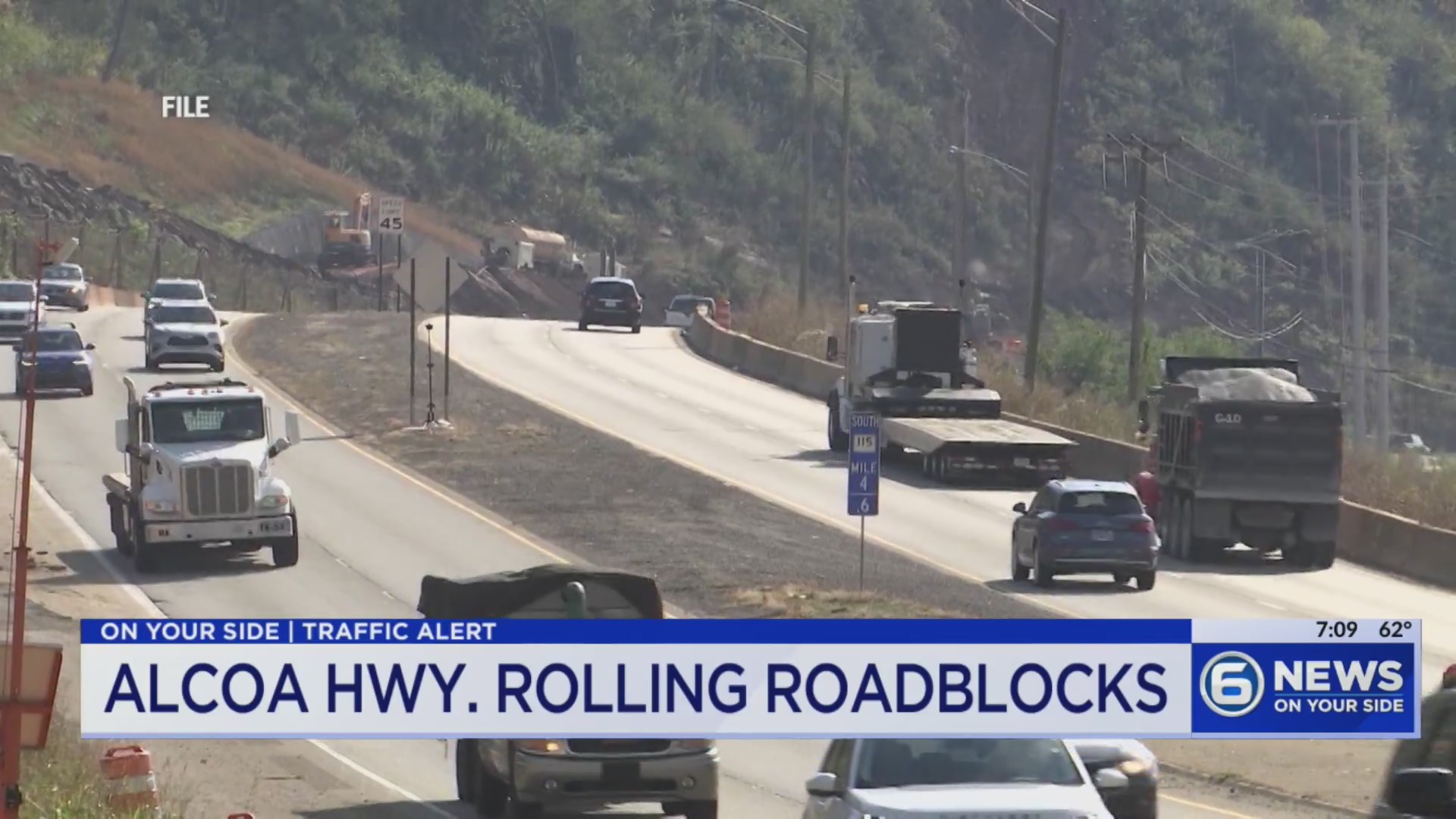 Alcoa Highway rolling road blocks underway ahead of Thanksgiving pause