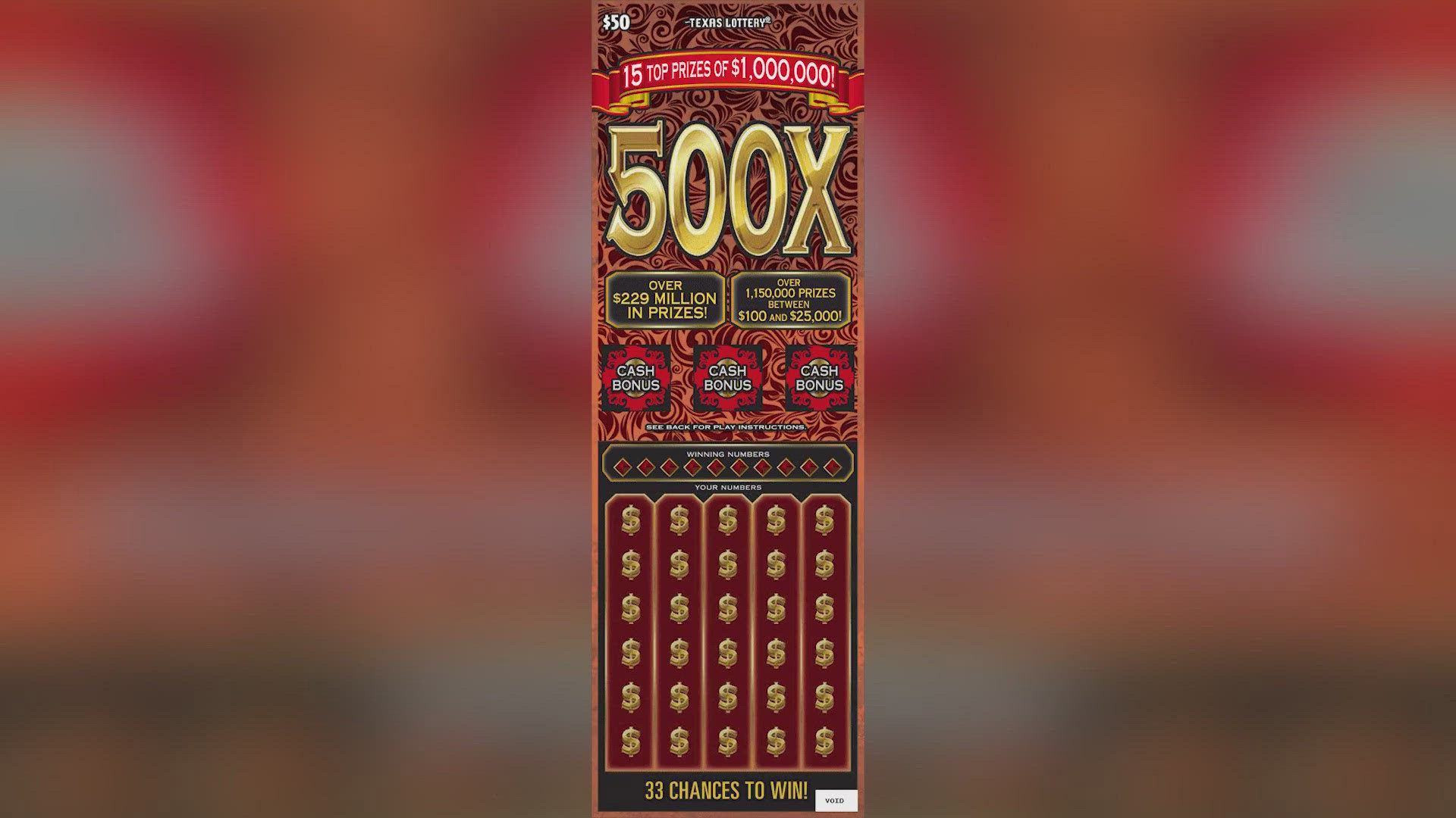 Bexar County resident wins $1 million from Texas Lottery scratch ticket