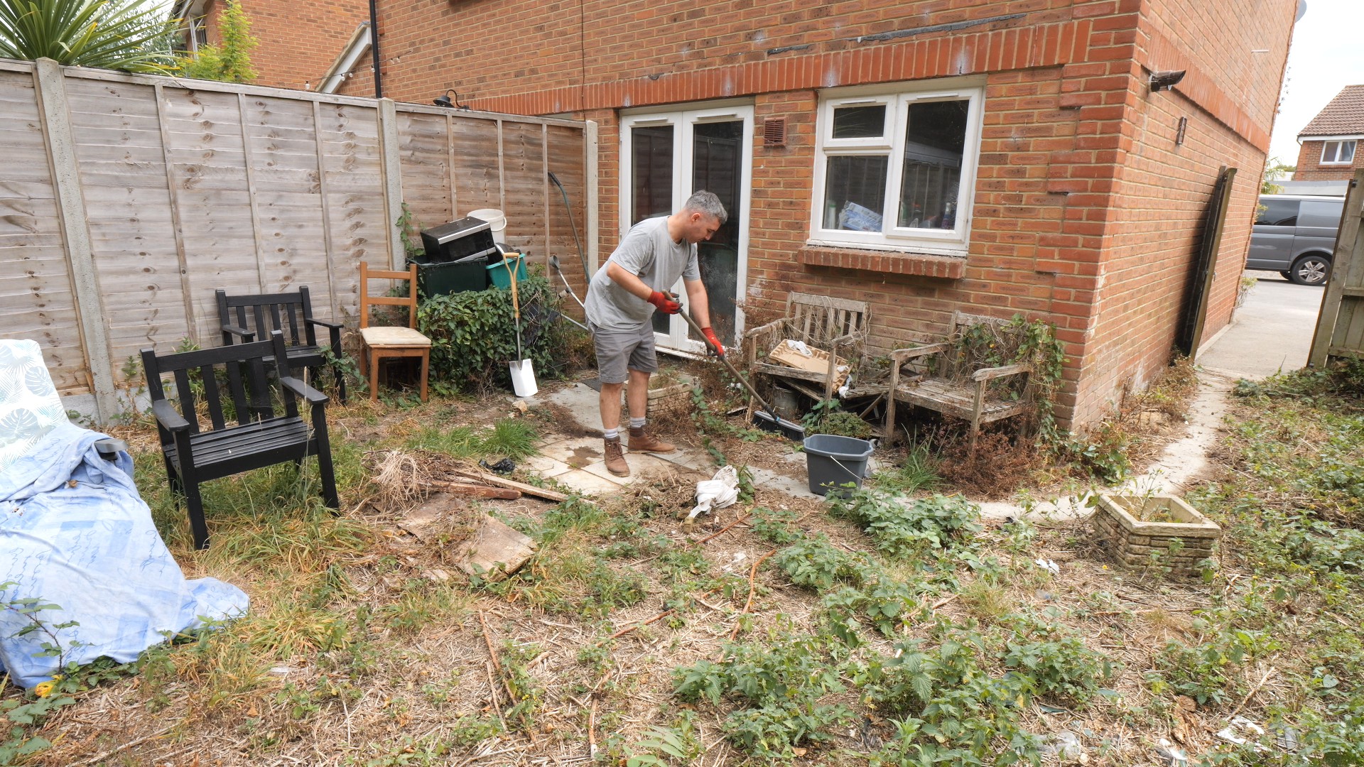 Clearing The Dog Mess From Andy's Garden