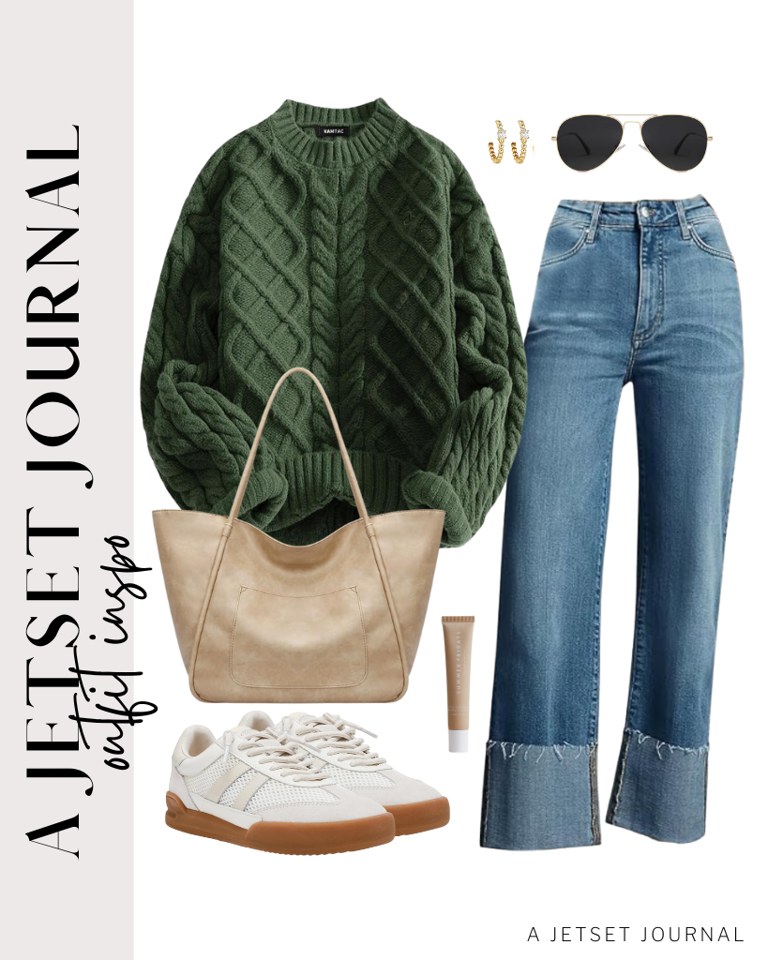 You're going to love these chunky knit sweaters and denim looks