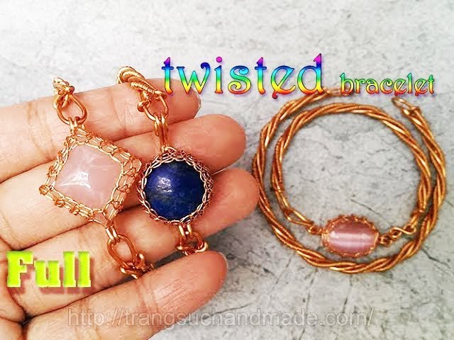 Twisted bracelet for men and for women with stone no holes - full ...