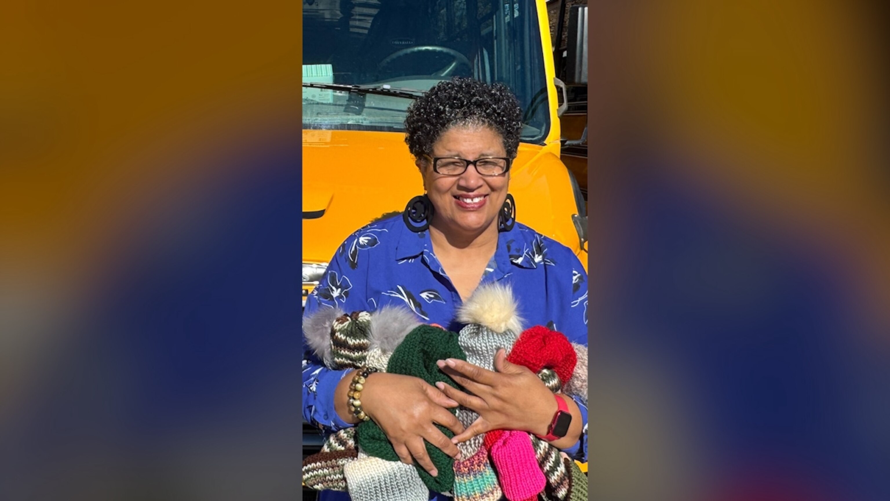 School bus driver knits hats for students to stay warm during winter months