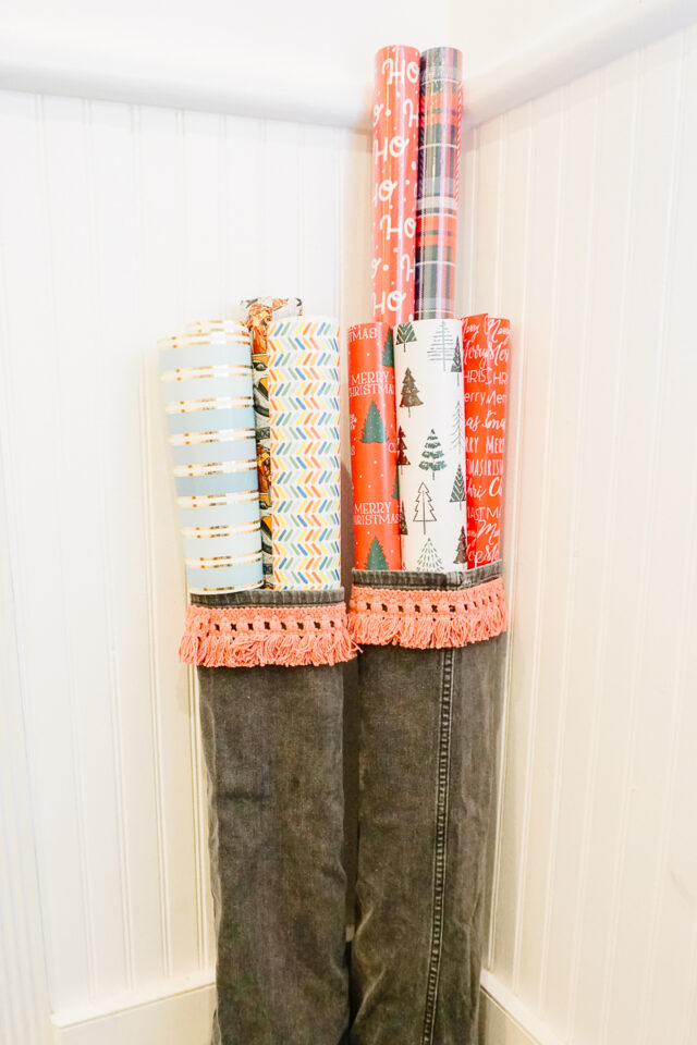 Easy DIY Wrapping Paper Holder for Controlling Rolls of Paper
