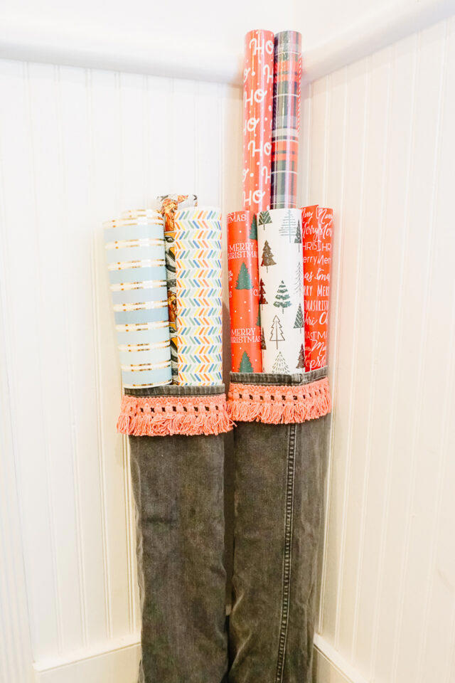 Easy DIY Wrapping Paper Holder for Controlling Rolls of Paper