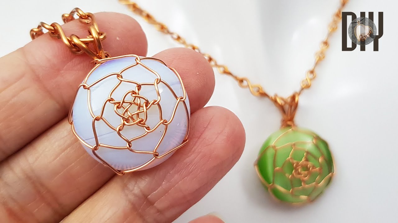 Stone lotus | Pendant | Stone without hole | Round cabochon | How to do ...