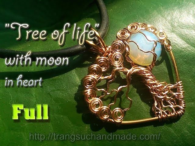 Pendant "Tree of life with moon" in heart with opalite no holes - full ...