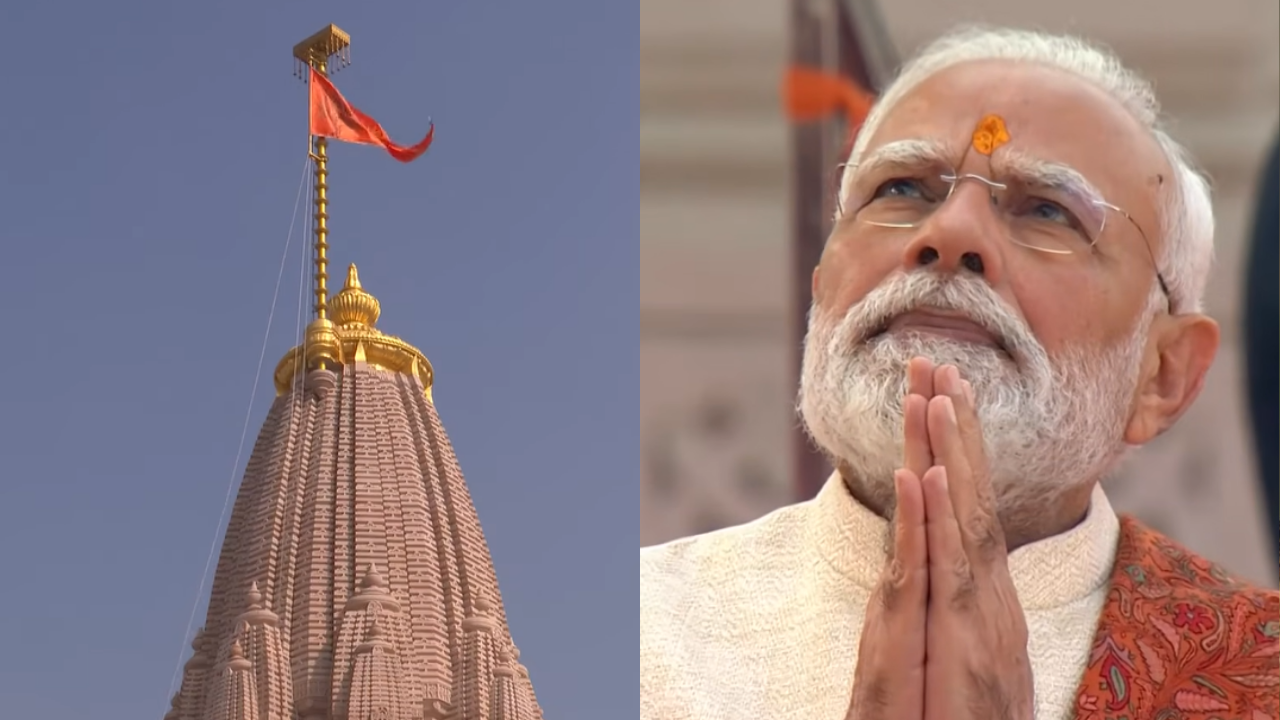 PM Narendra Modi hoists saffron flag at Ayodhya's Ram Temple