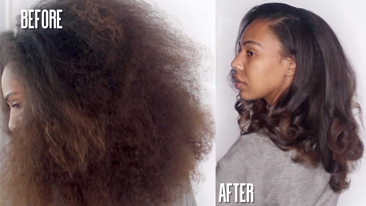 Silk press and pin curls on natural hair at home in 1 hour!